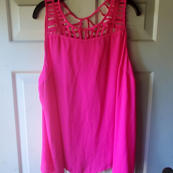 torrid | Tops | Torrid Neon Pink Caged Georgette Top | Poshmark